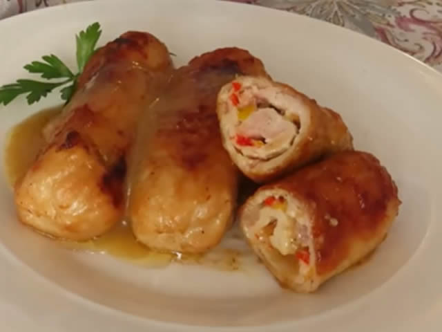 Pileće Rolice s Pršutom, Sirom i Paprikama - Chicken Rolls with ...