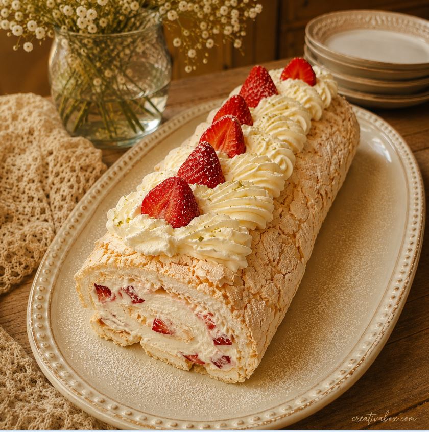 Pavlova rolada sa jagodama – kremasti desert koji se topi u ustima